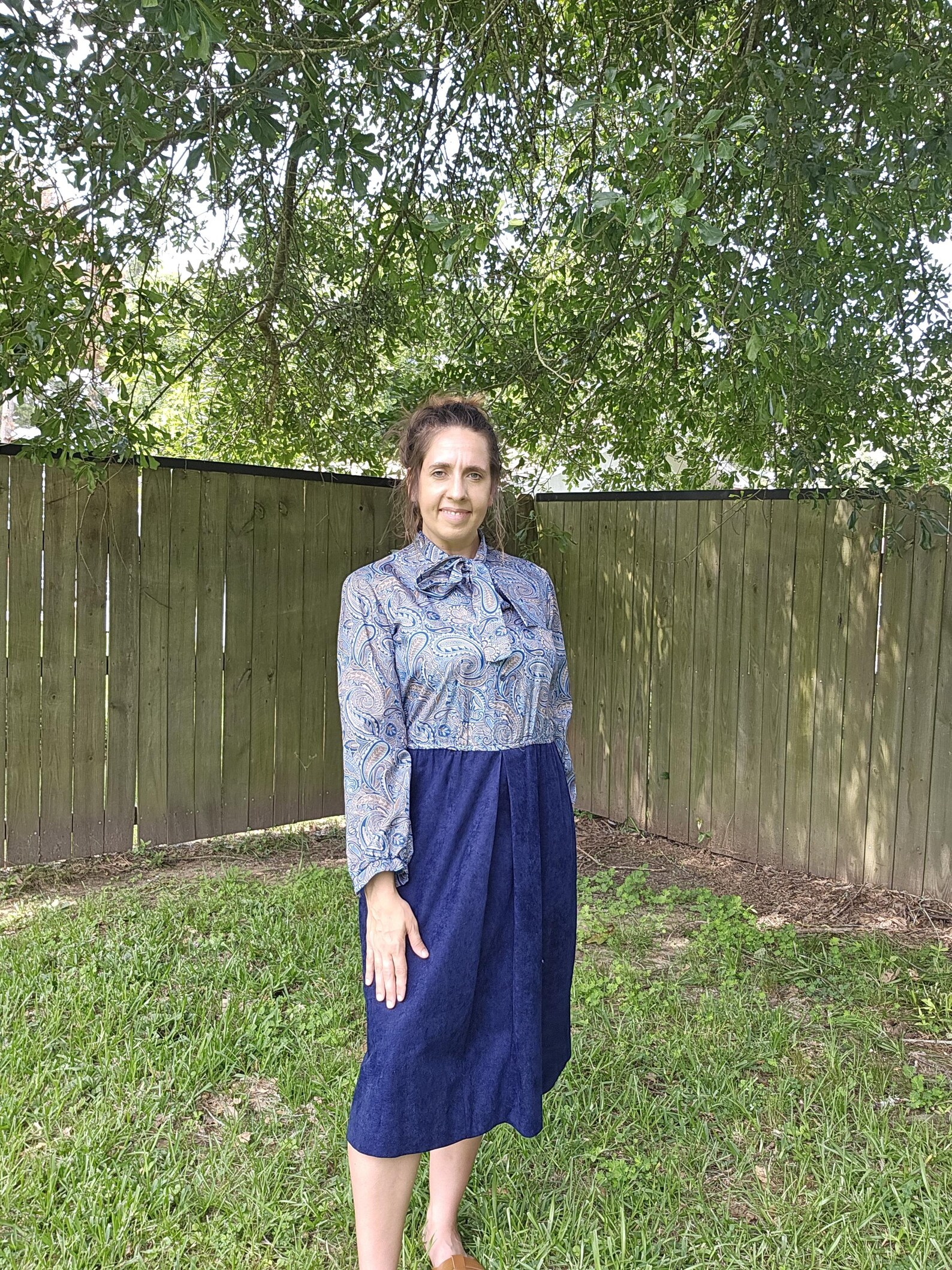 M/L Walden Vintage Dress Classy 1980s Navy Poly/rayon Midi Secretary ...