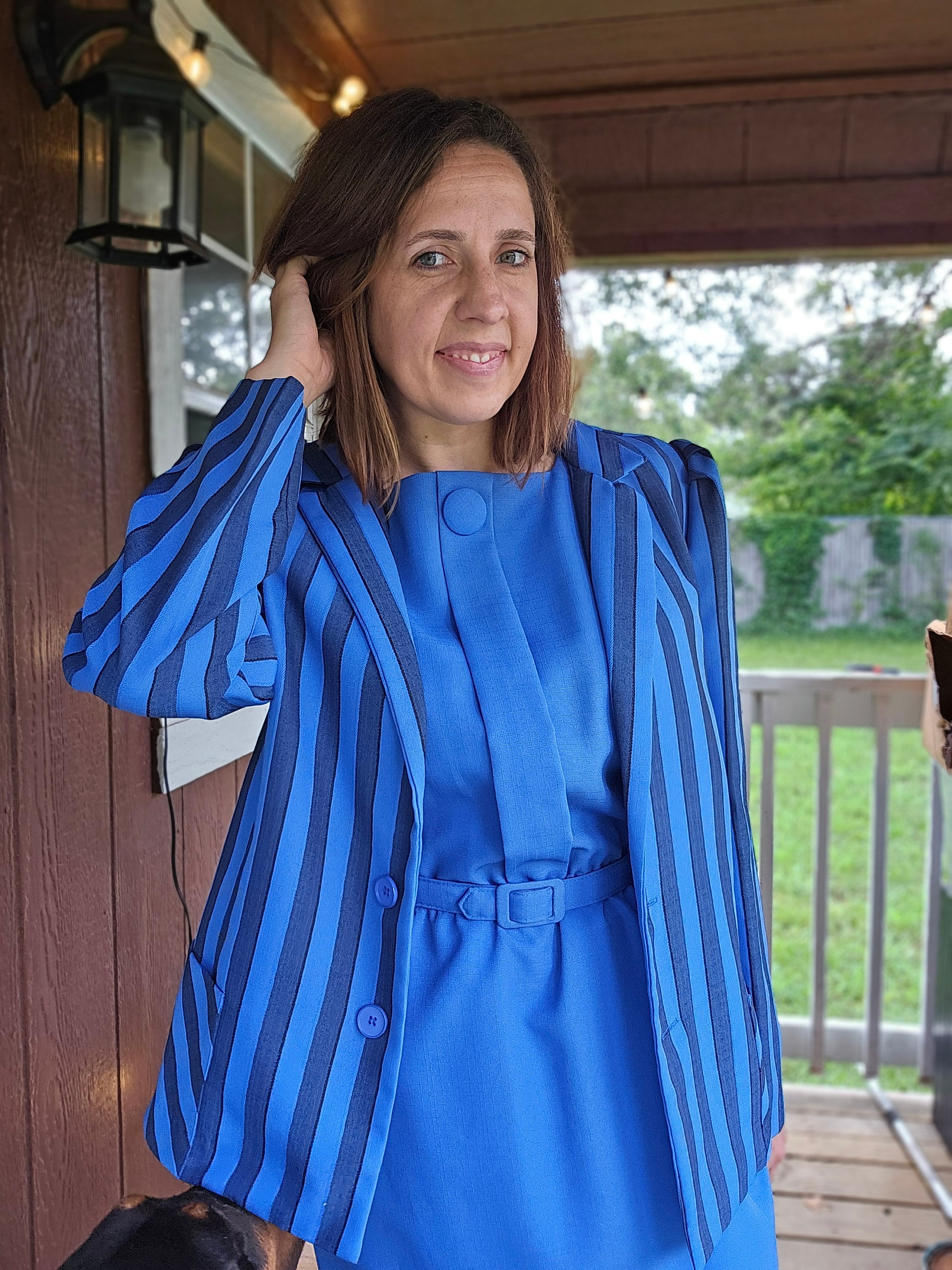 Belted Vintage Jones Girl Jacket Dress Blue Two Tone Business Church ...