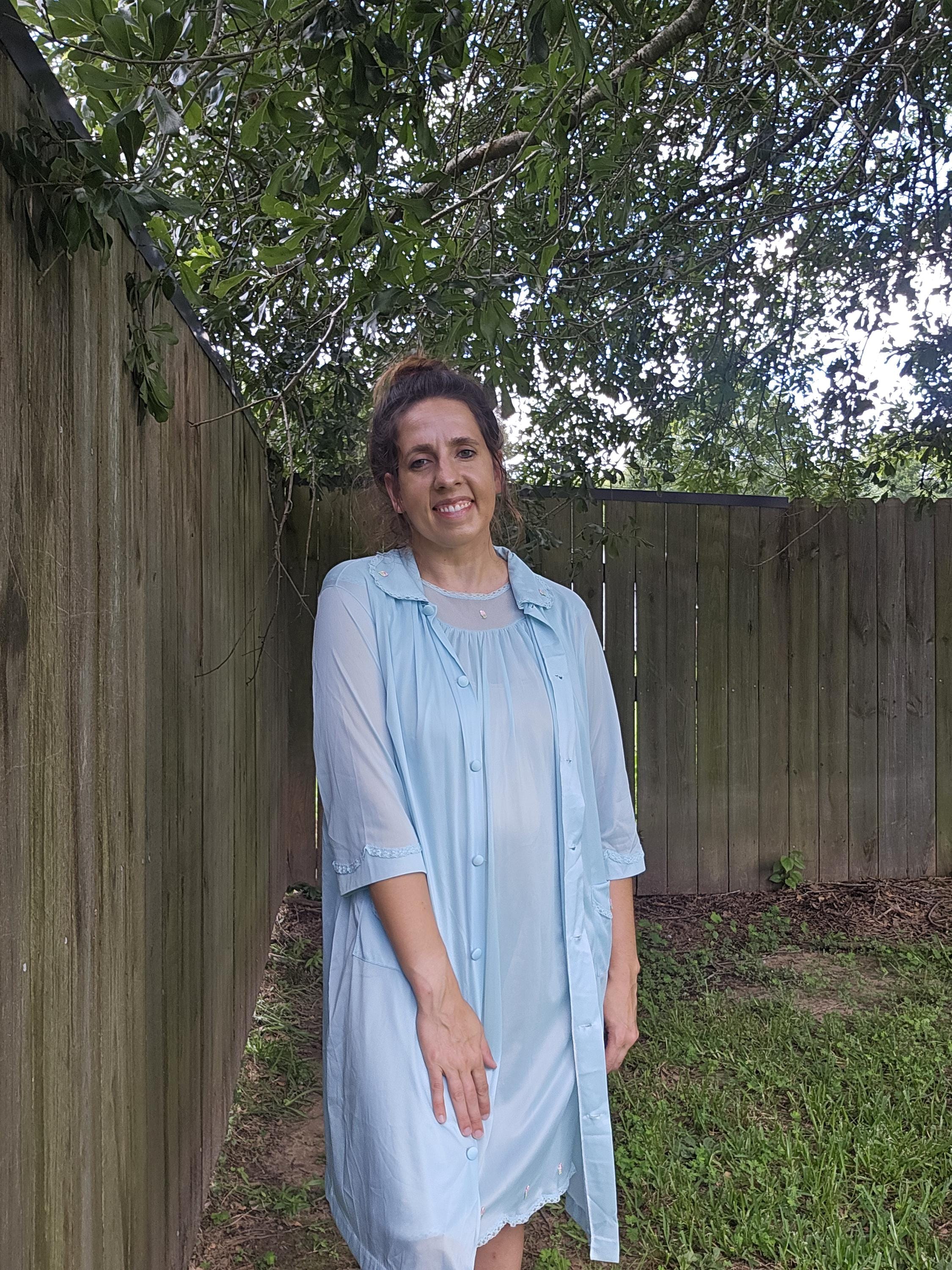 Henson Kickernick Pastel Blue Gown and Robe Set Classic 60s 70s Nylon ...