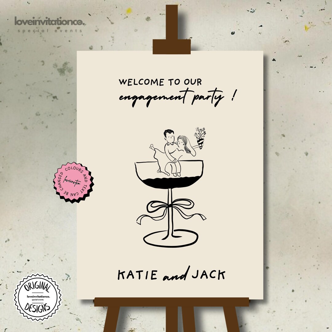 Editable Engagement Party Welcome Sign Template Reception Were Engaged ...