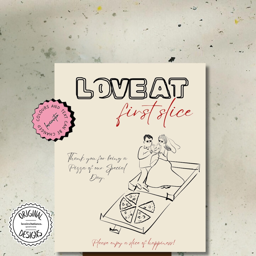 Wedding Pizza Sign Template Hand Drawn Wedding Sign Editable Pizza Menu ...