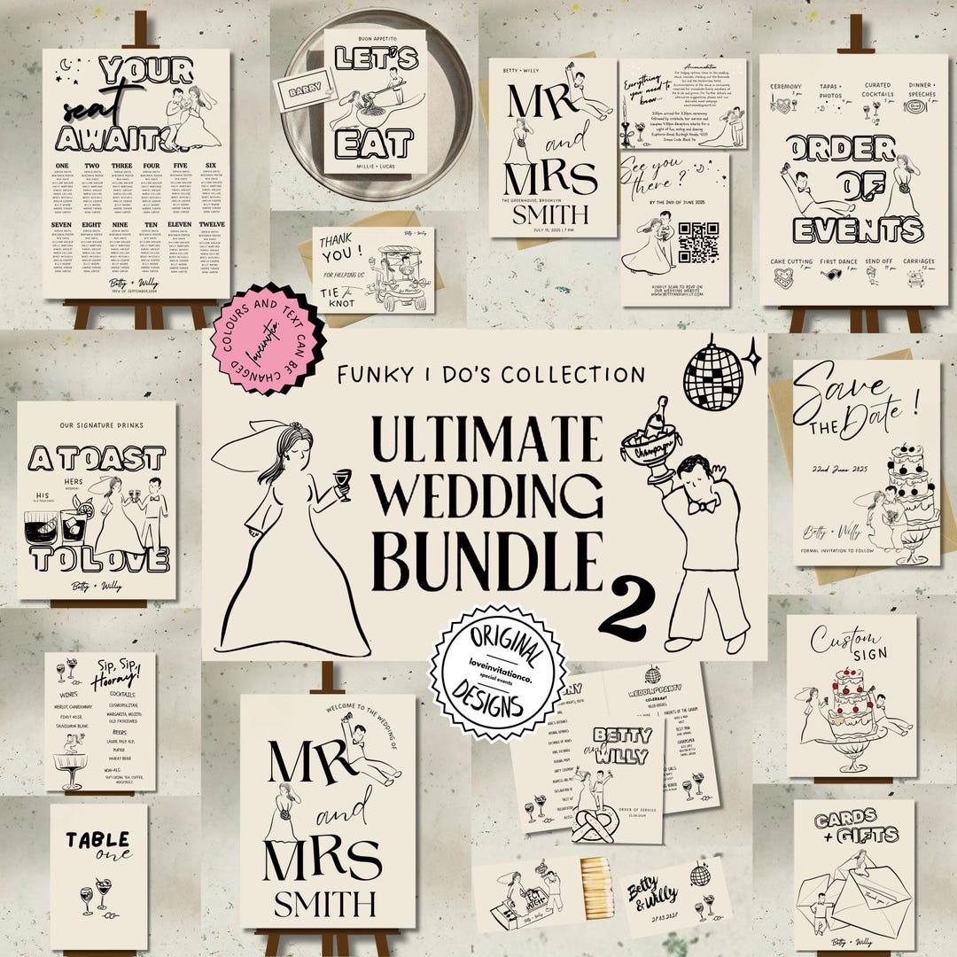 Wedding Day Templates Editable Wedding Stationery Ultimate Wedding ...