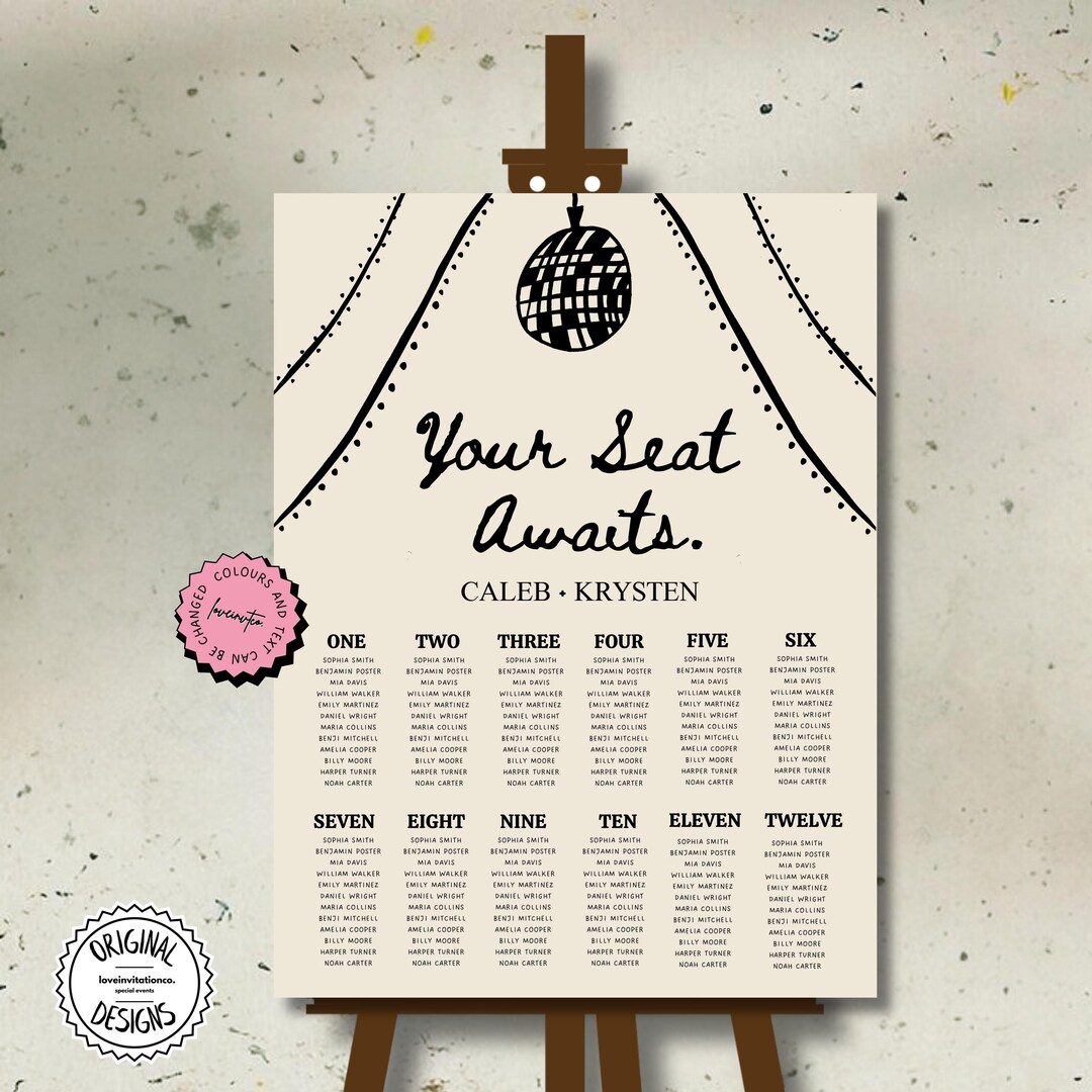 Plantilla de plano de asientos para boda, diseño único dibujado a mano ...