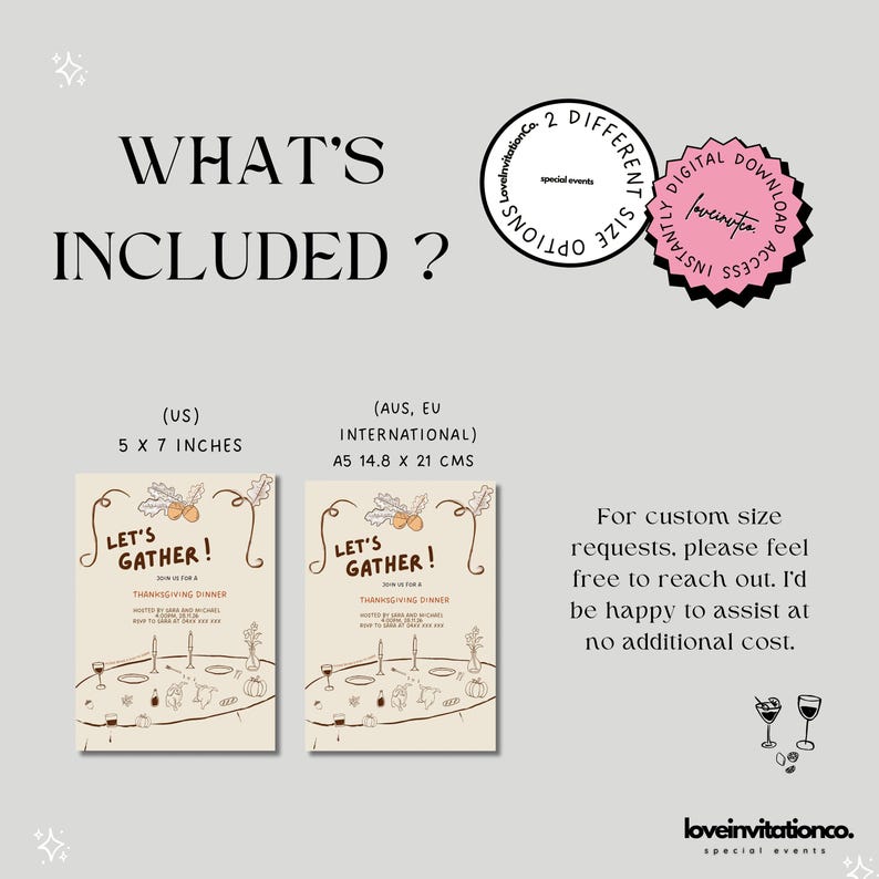 Editable Thanksgiving Invitation Template Printable Let's Gather Invite ...