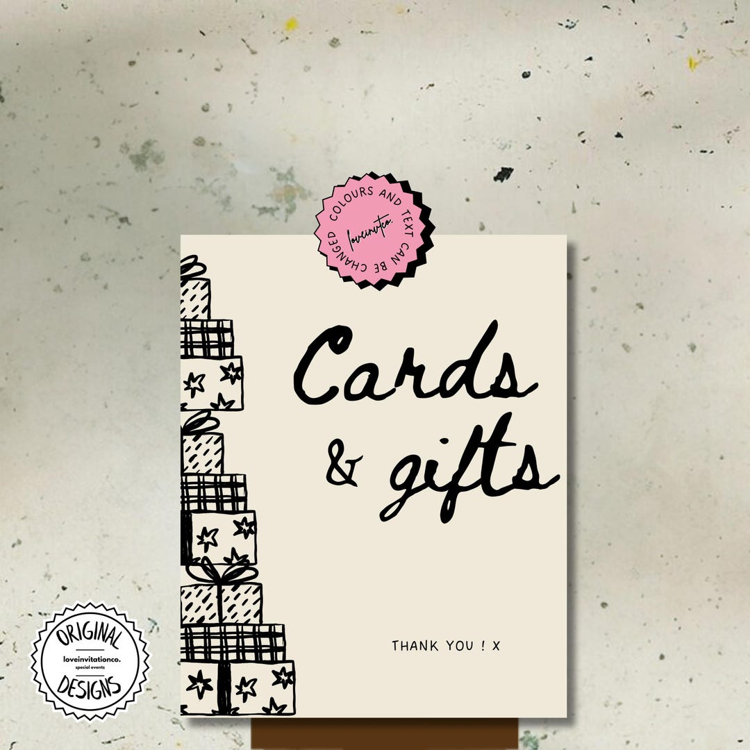 Hand Drawn Wedding Cards and Gifts Sign Wedding Cards and Gifts Sign ...