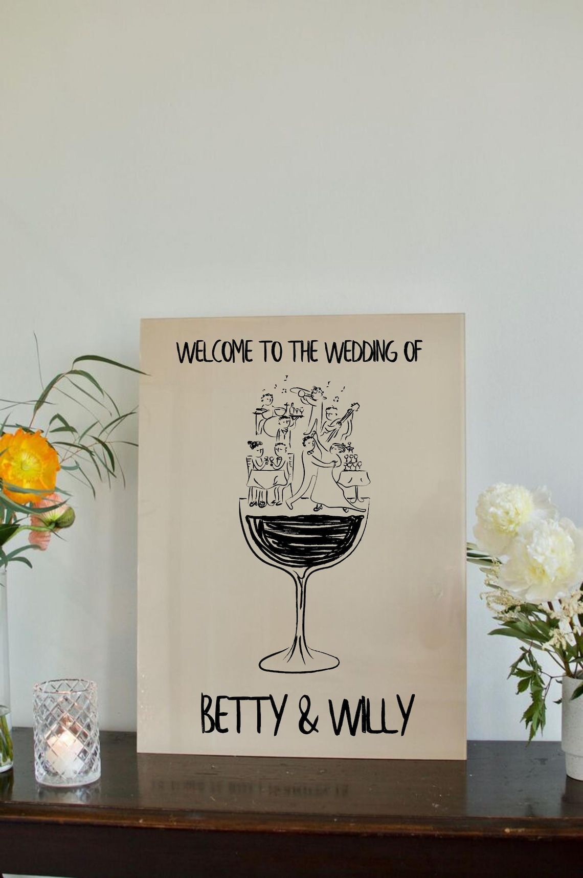 Hand Drawn Wedding Welcome Sign Template Wedding Illustrations Bride ...