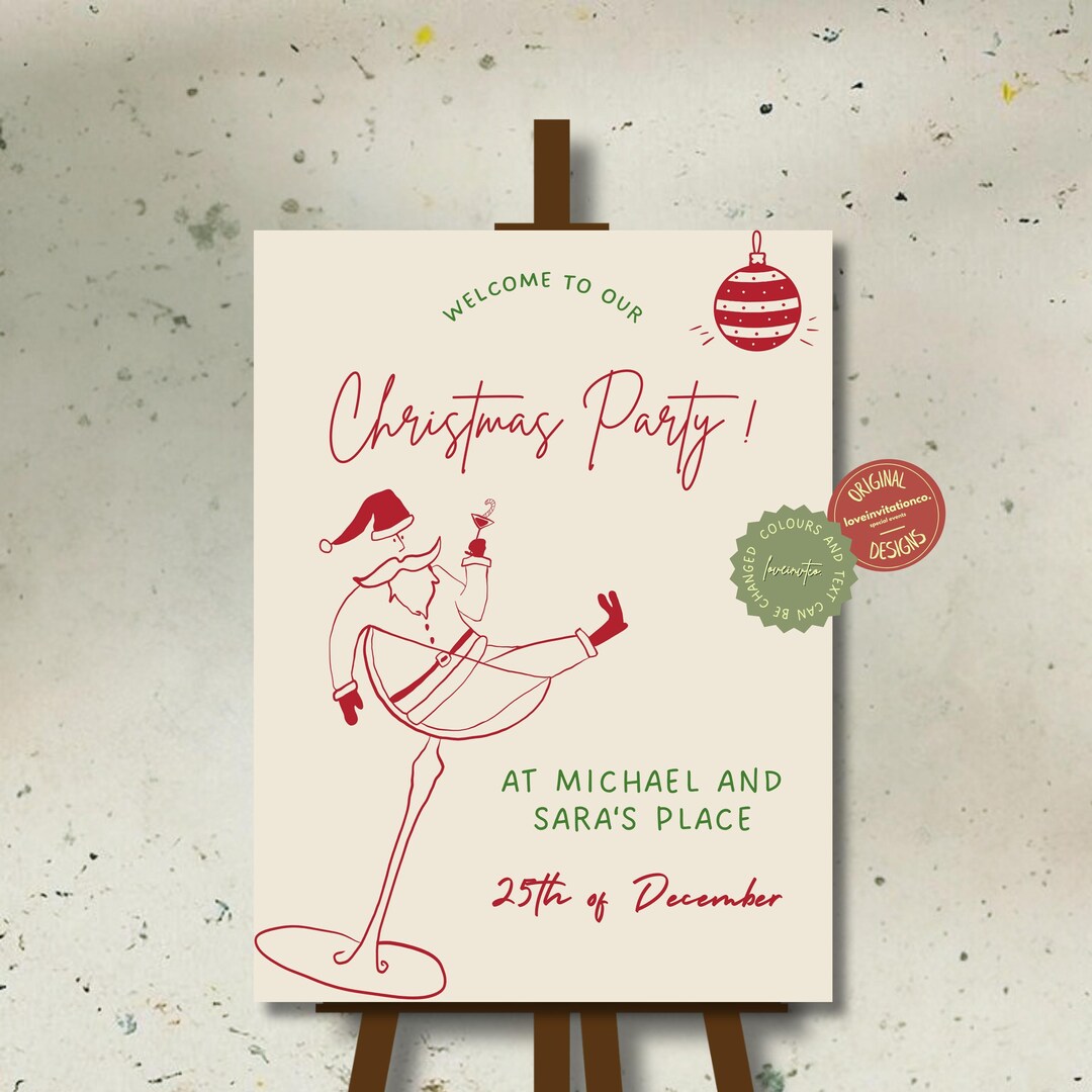 Printable Christmas Cocktail Party Welcome Sign Template Editable ...