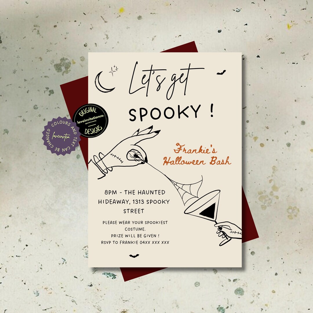 Printable Hand Drawn Halloween Party Invitation Template Editable ...