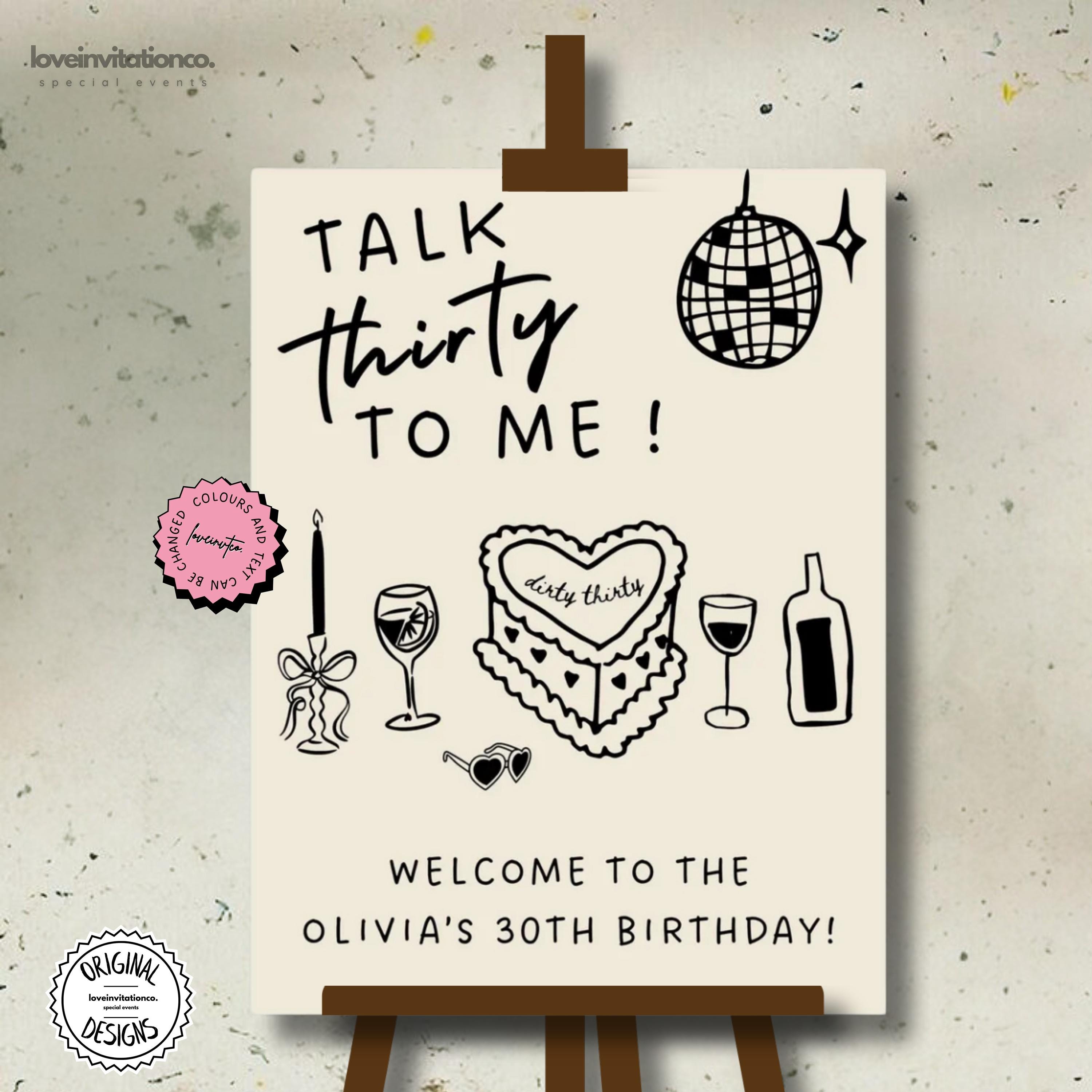 Printable Birthday Party Welcome Sign Template Hand Drawn 30th ...