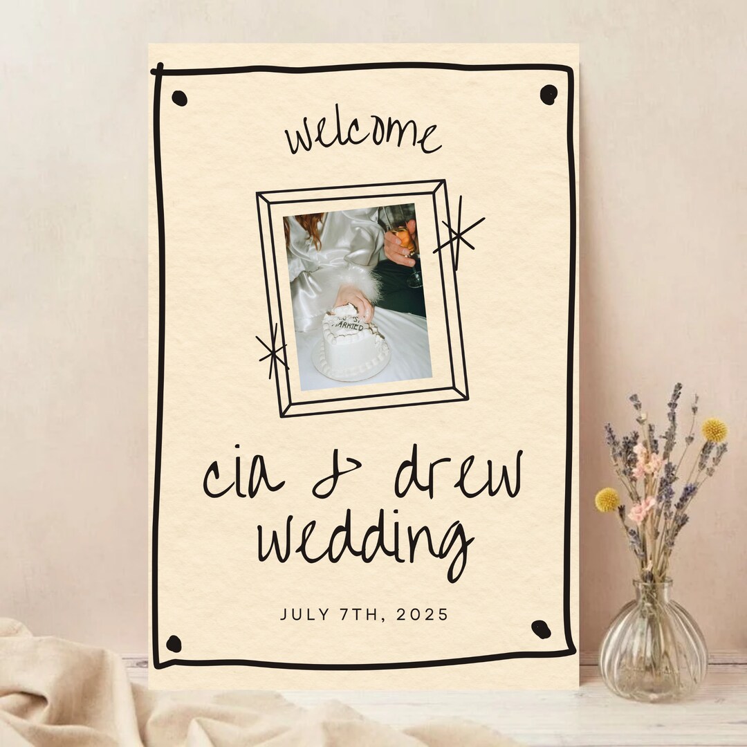 Wedding Welcome Sign With Photo Template Personalized Wedding Welcome ...