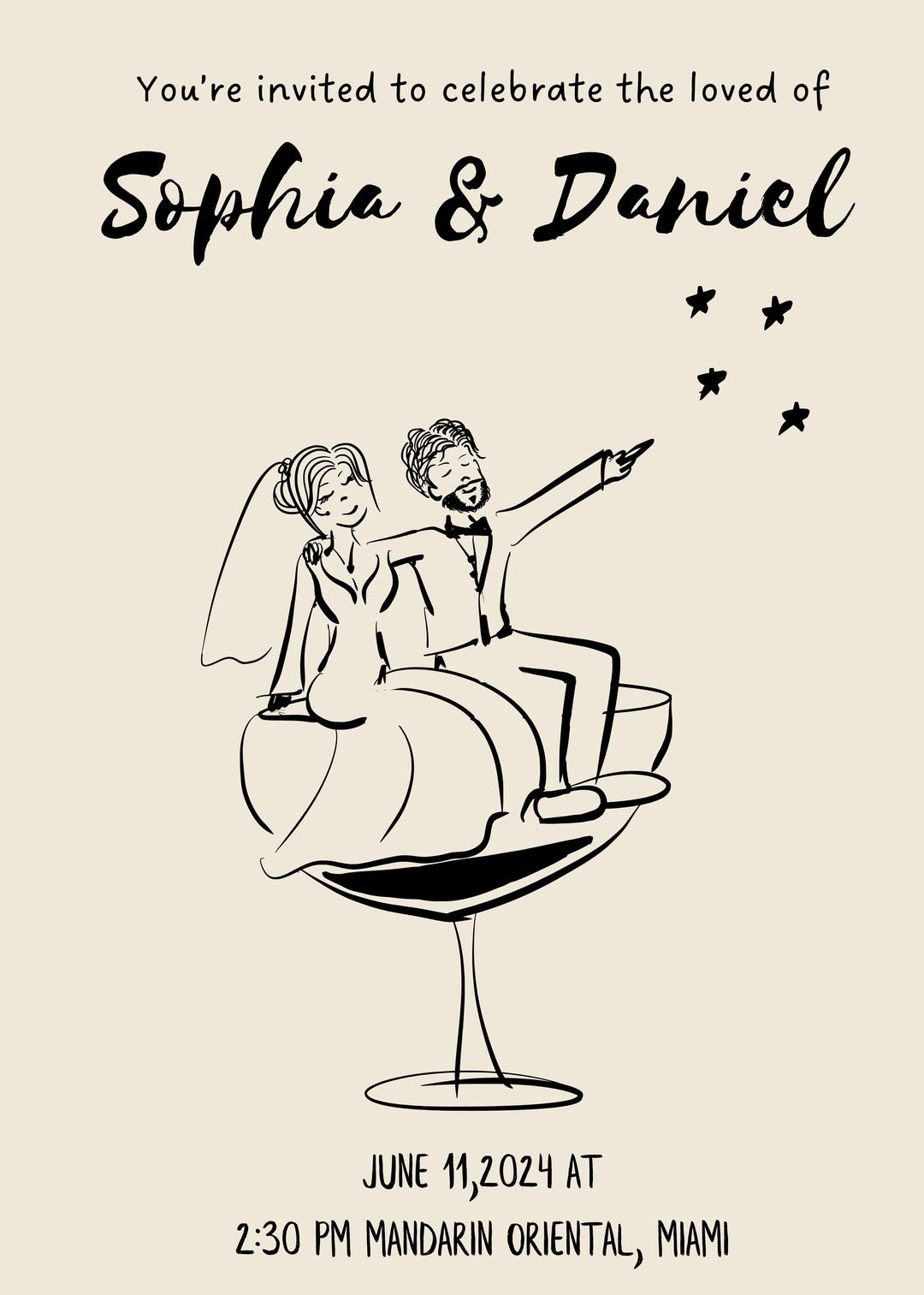 Hand Drawn Custom Couple Hand Drawn Personalized Bride and Groom ...
