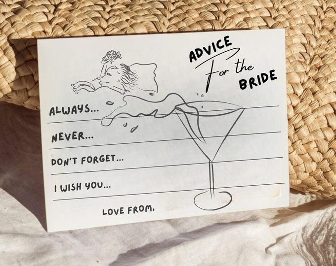 Advice for the Bride Cards Downloadable, Printable Bridal Shower Games ...