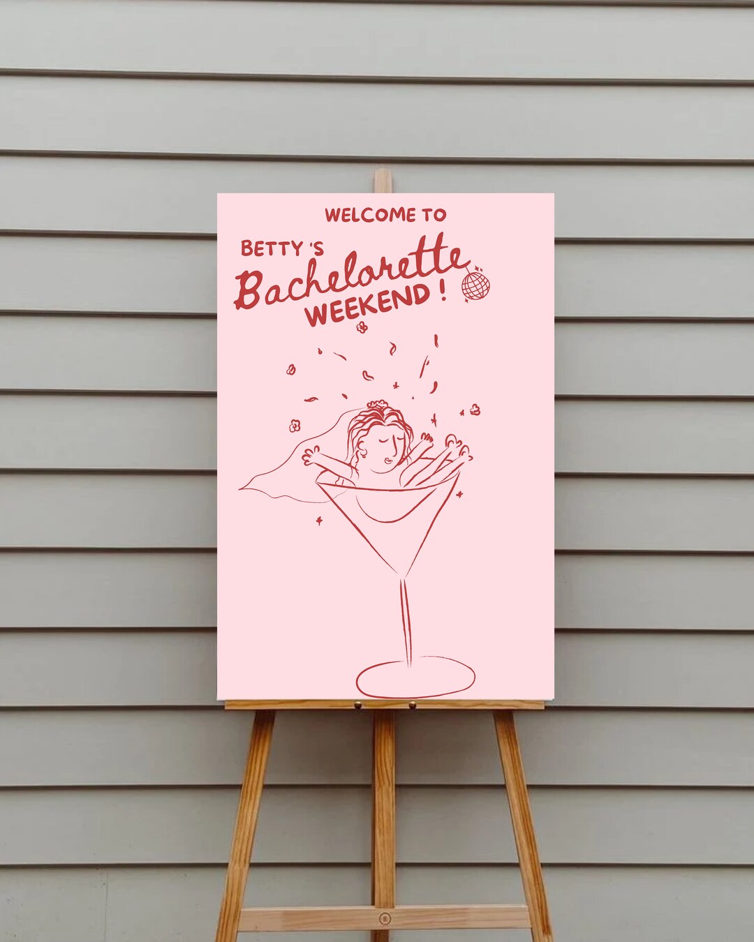Illustrated Bachelorette Party Welcome Sign Template Hand Drawn ...