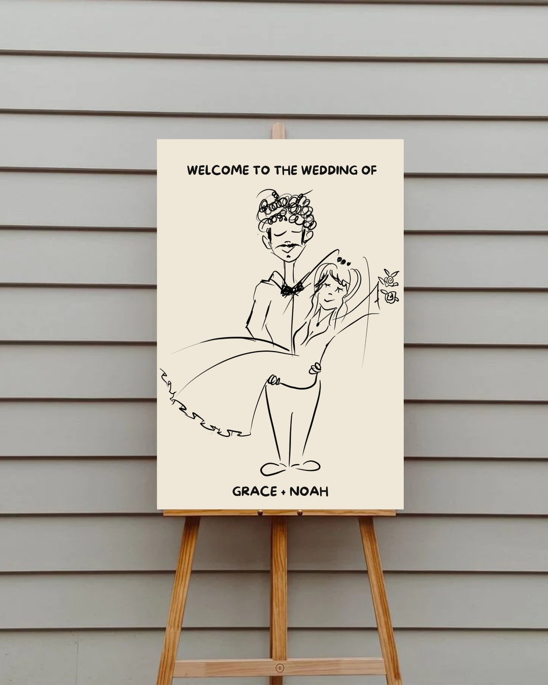 Hand Drawn Wedding Welcome Sign Template Wedding Illustrations Bride ...