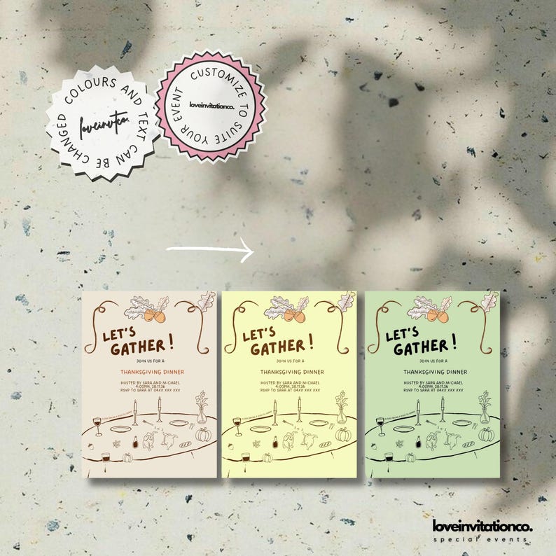 Editable Thanksgiving Invitation Template Printable Let's Gather Invite ...