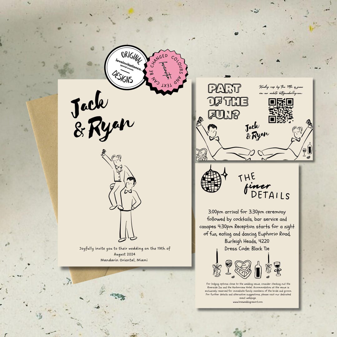 LGBTQ+ Wedding Invitation Editable Gay Invitation Template, Printable ...