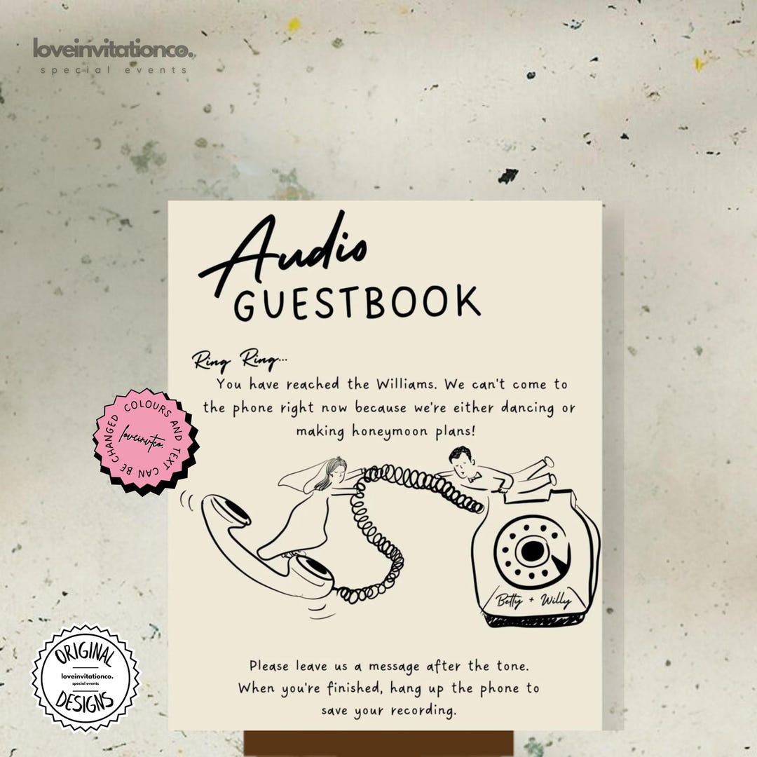 Audio Guest Book Sign Template ,wedding Voicemail Sign ,editable ...
