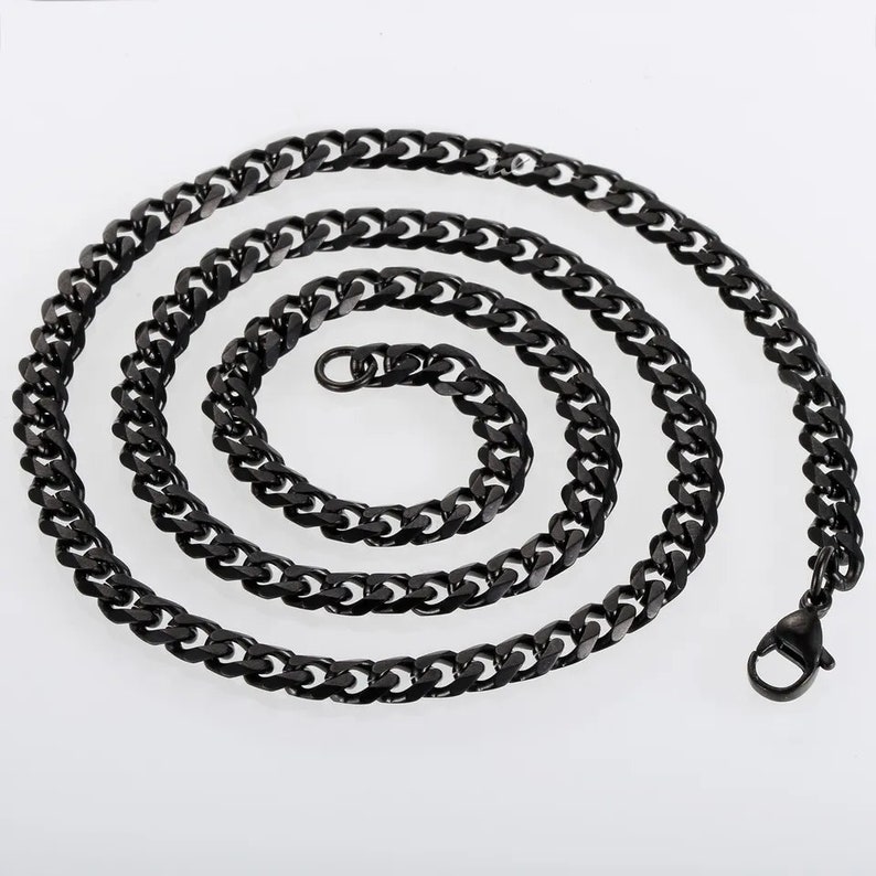 Black Cuban Link Chain | Black Stainless Steel Curb Cuban Link Chain ...