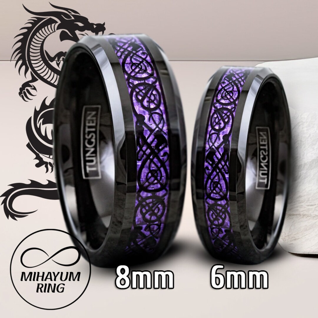 Dragon Purple Ring Male Wedding Purple Ring Mens Wedding Band Celtic ...