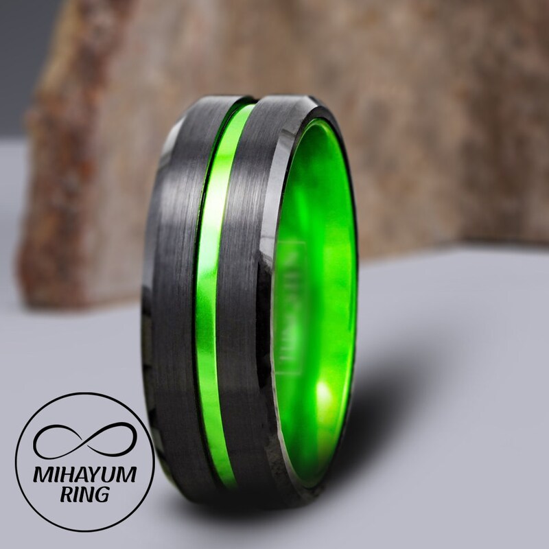 Green Tungsten Ring - Etsy