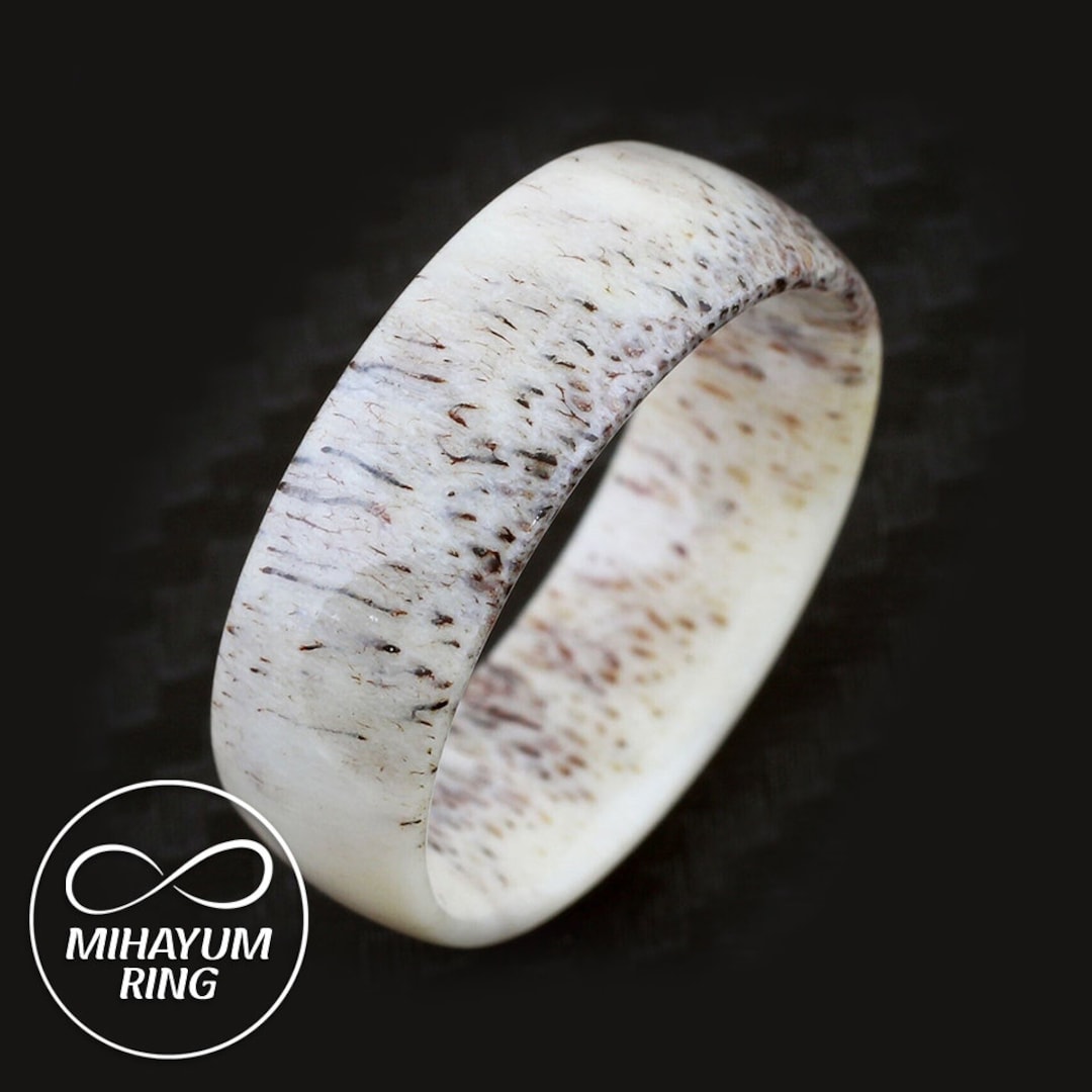 Genuine Deer Antler Men's Wedding Band Ring Wedding Band Ring Deer ...