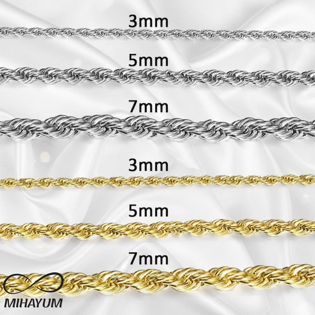 18K Gold Rope Chain Necklace, Gold Rope Chains, Mens Gold Rope Chains ...