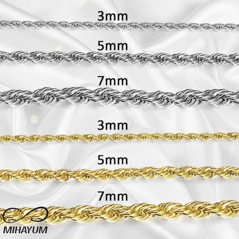 18K Gold Rope Chain Necklace, Gold Rope Chains, Mens Gold Rope Chains ...