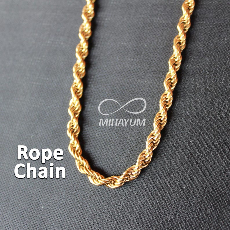 18K Gold Rope Chain Necklace, Gold Rope Chains, Mens Gold Rope Chains ...