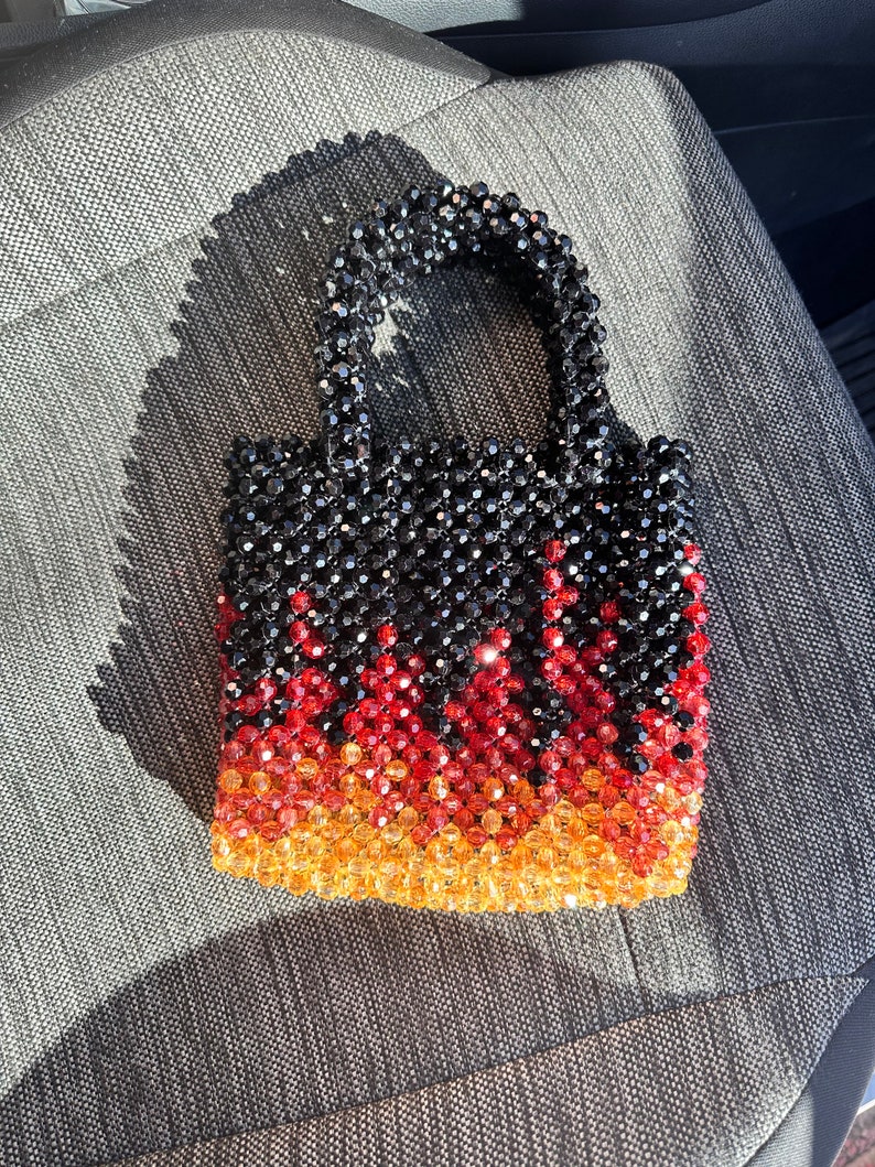 Flame Beaded Bag: Fire Color Crystal Handbag - Etsy