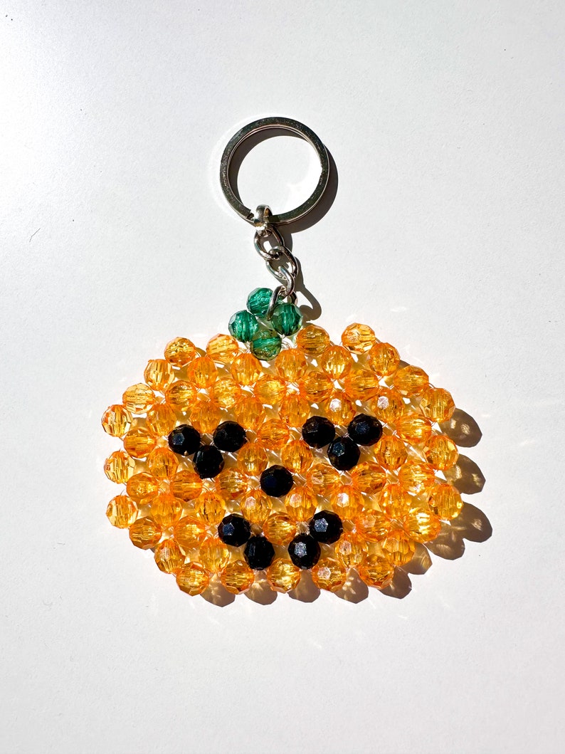 Spooky Halloween Beaded Keychain, Pumpkin Keyring, Halloween ...