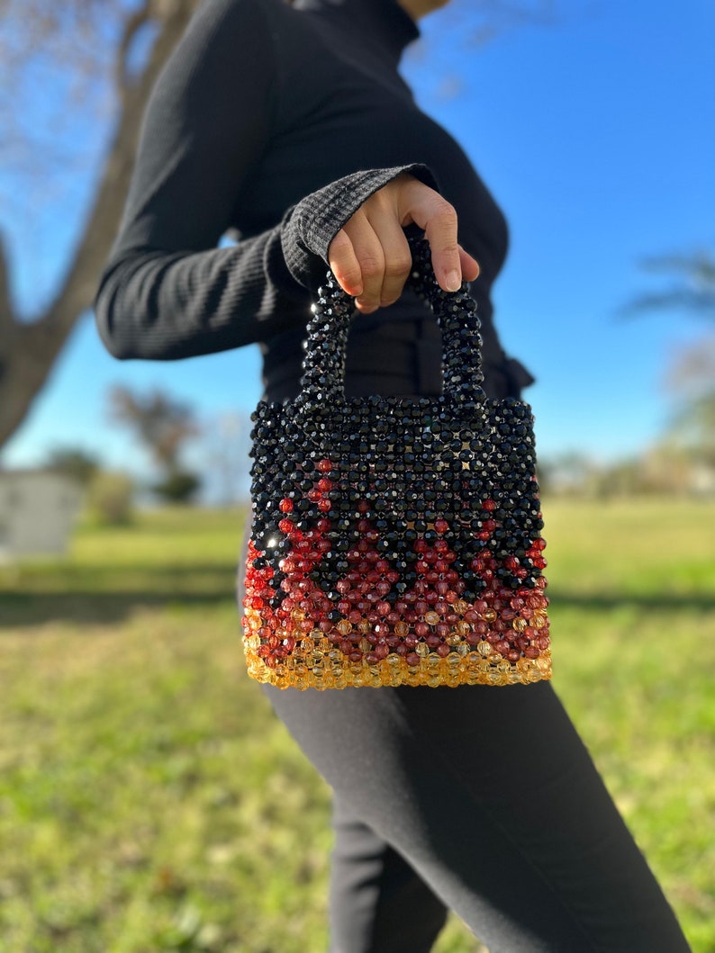 Flame Beaded Bag: Fire Color Crystal Handbag - Etsy