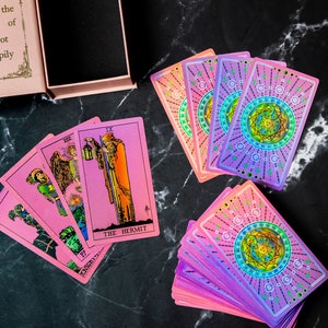 Rainbow Foil 78 Tarot Deck IN BOX, Pink Tarot Cards, Beginner Tarot ...