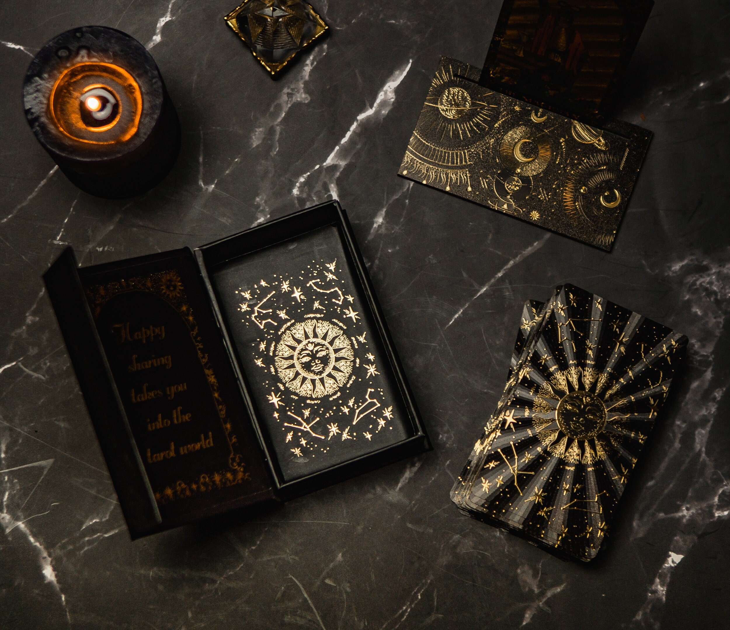 Dark Tarot Deck, Stars Tarot Cards With Guidebook, Rider Waite Tarot ...