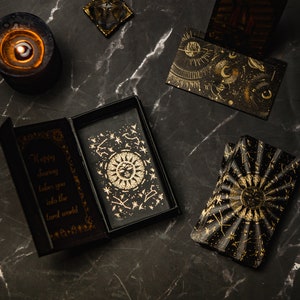 Vintage Style Gold Tarot Cards, 78 Card Deck With Guidebook, Beautiful ...