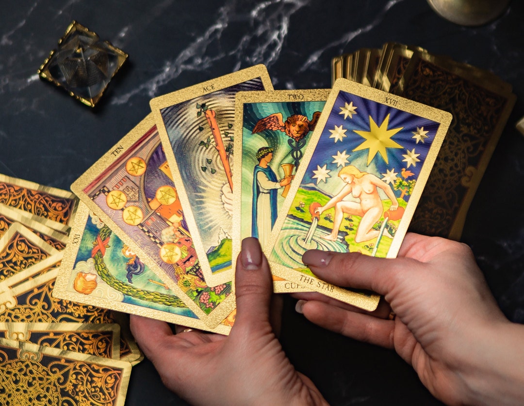 Gold Foil Tarot, 78 Classic Tarot Card Deck With Guidebook, Cute Tarot ...