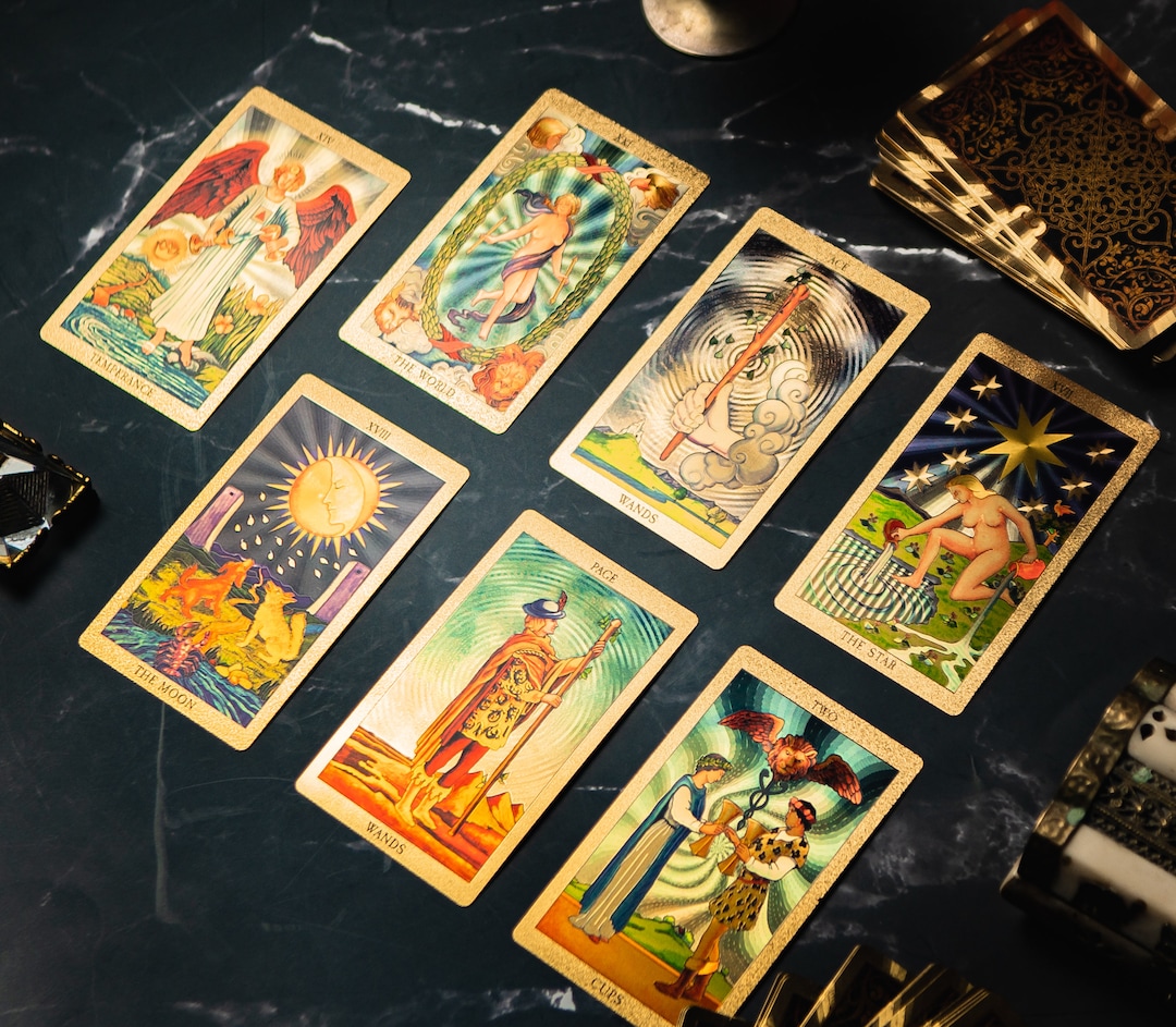 Golden Tarot Deck With Pictures, Tarot Beginner Gifts, Ancient Tarot ...