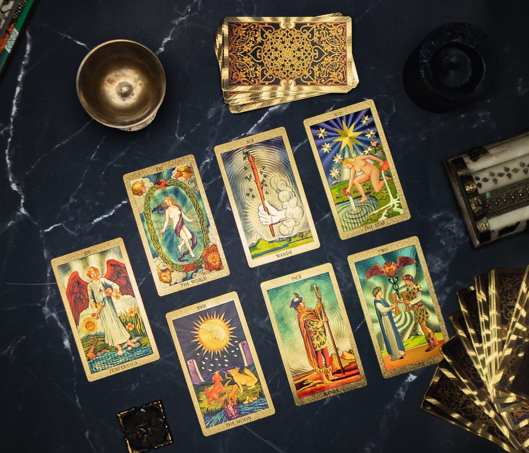 Tarot Card Deck With Guidebook, Gold Foil Tarot Anti-scratch, Cute ...