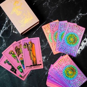 Rainbow Foil 78 Tarot Deck IN BOX, Pink Tarot Cards, Beginner Tarot ...