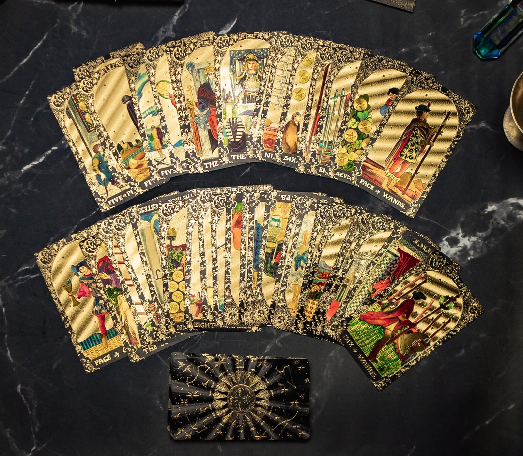 Rare Tarot Cards, Gold Foil Tarot Deck, Sun and Moon Unique Tarot 78 ...