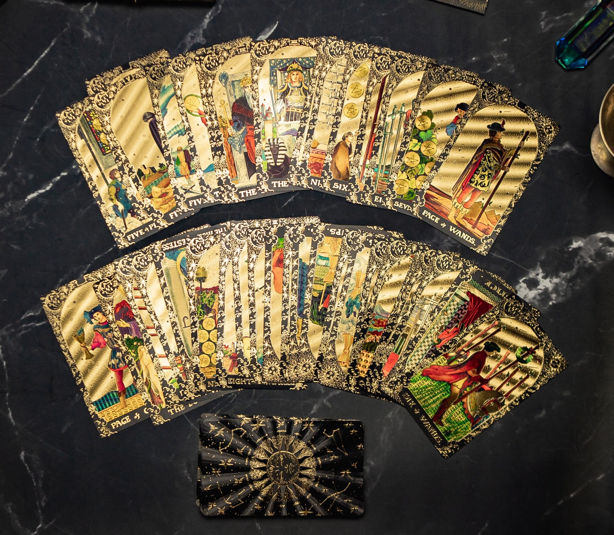Rare Tarot Cards, Gold Foil Tarot Deck, Sun and Moon Unique Tarot 78 ...