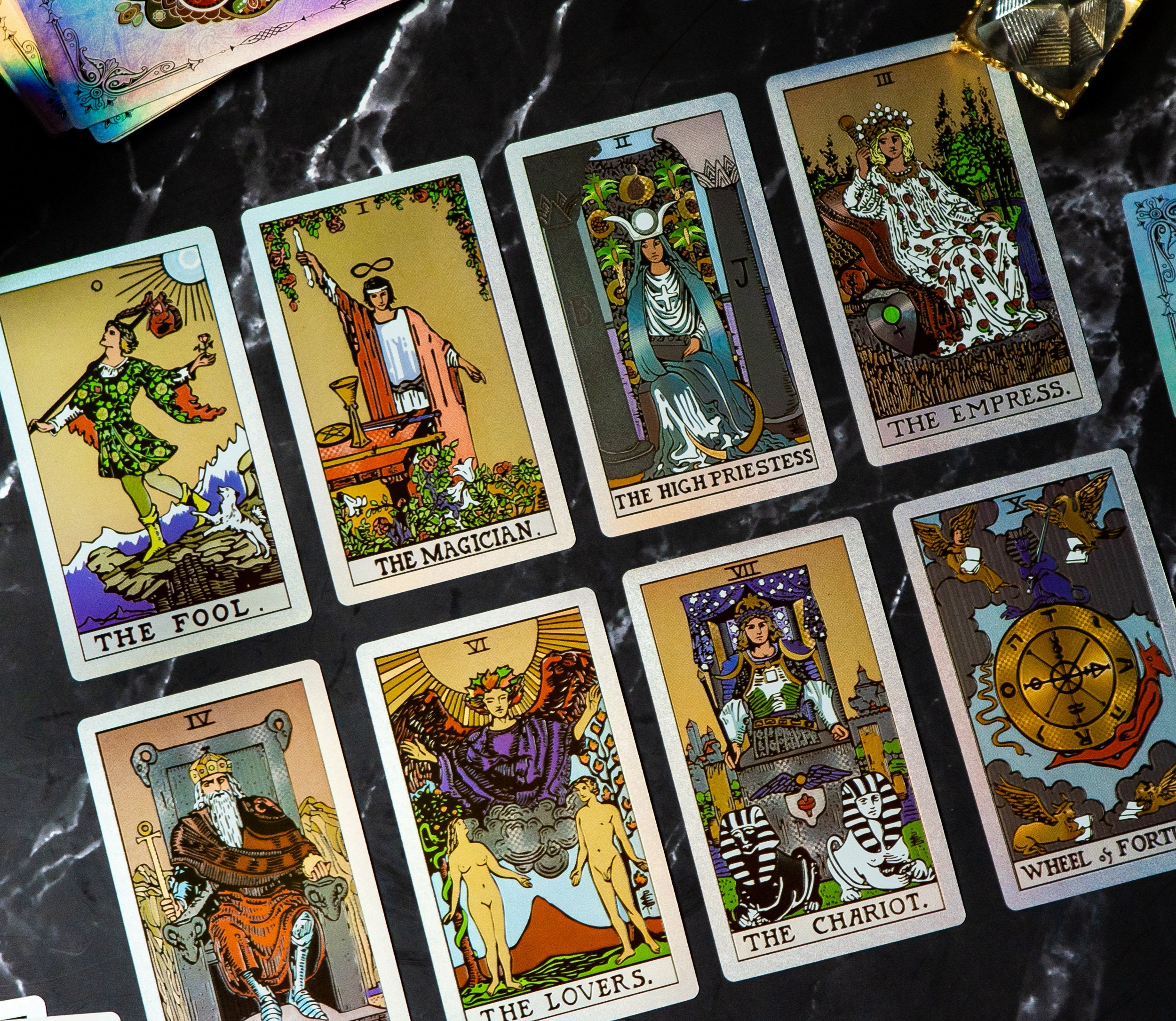 Crystal Tarot Cards, Shining Tarot Deck, Rainbow Holographic Foil 78 ...