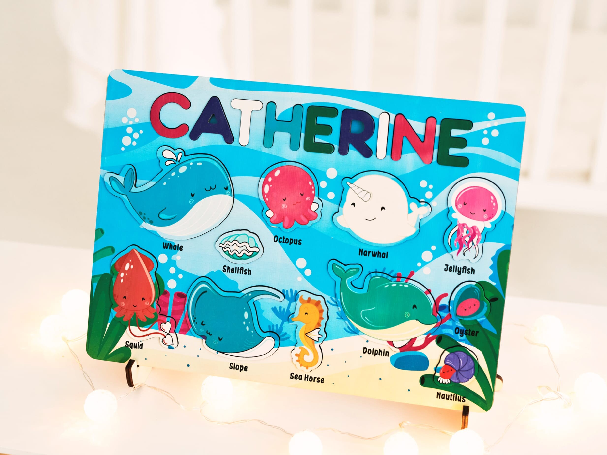 Sea Animals Name Puzzle, Busy Board, Toddler Montessori Toys, Baby ...