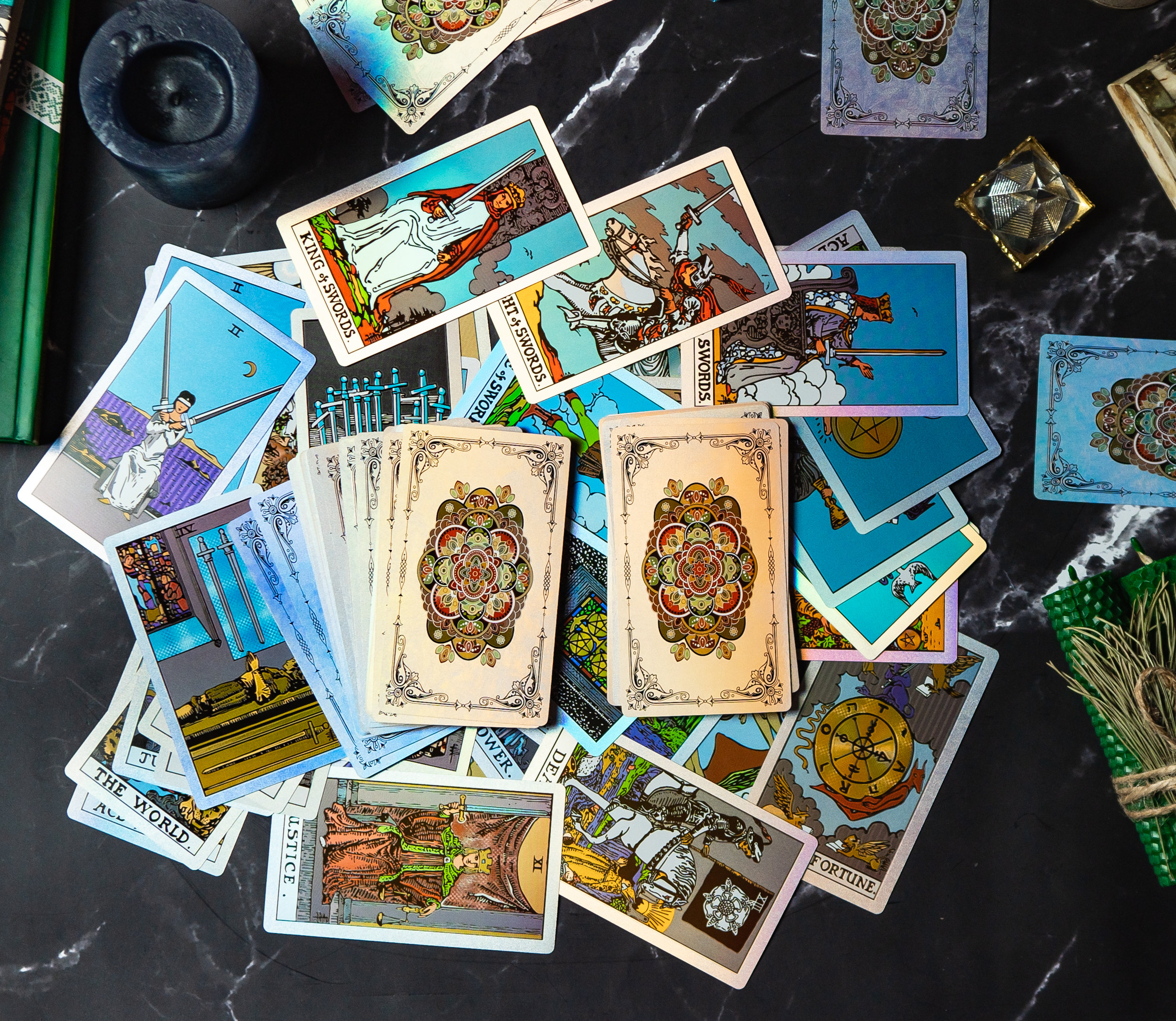 Crystal Tarot Cards, Shining Tarot Deck, Rainbow Holographic Foil 78 ...