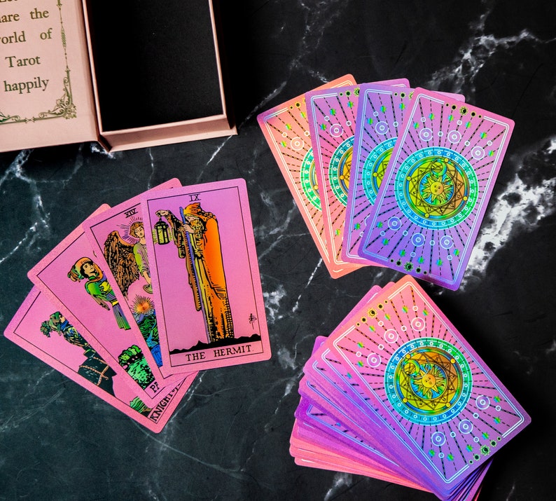 Pink Shiny Foil Tarot Deck With Lamination, Love Tarot Cards, Full RWS ...