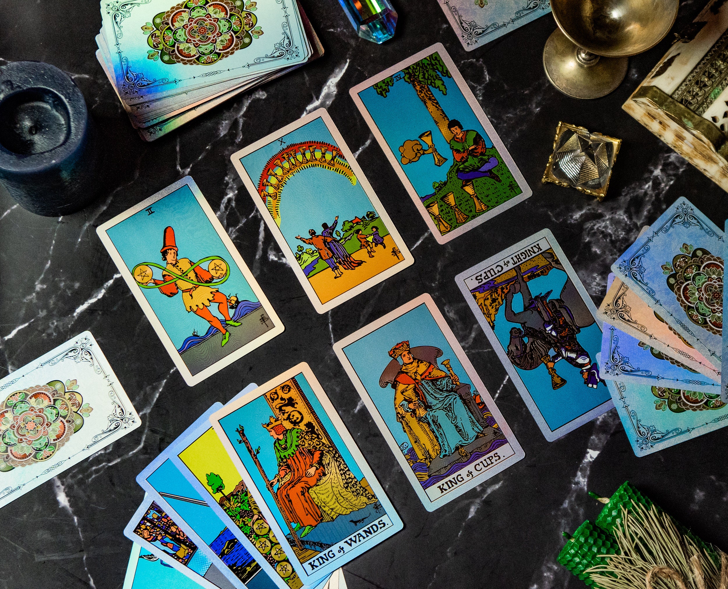 Crystal Tarot Cards, Shining Tarot Deck, Rainbow Holographic Foil 78 ...