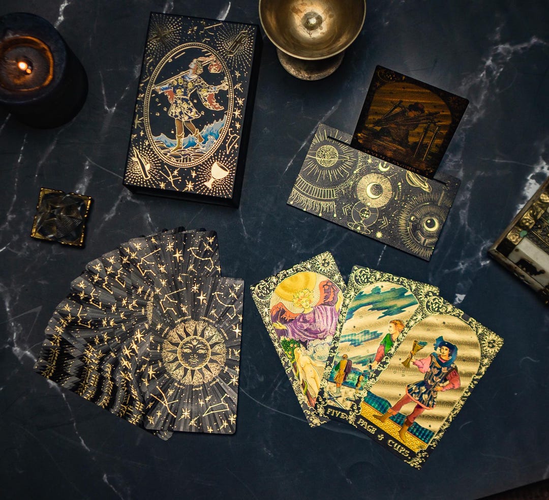 Black Soul Tarot Deck Set, Mistyc Tarot Cards, Gold Foil Edges Tarot ...