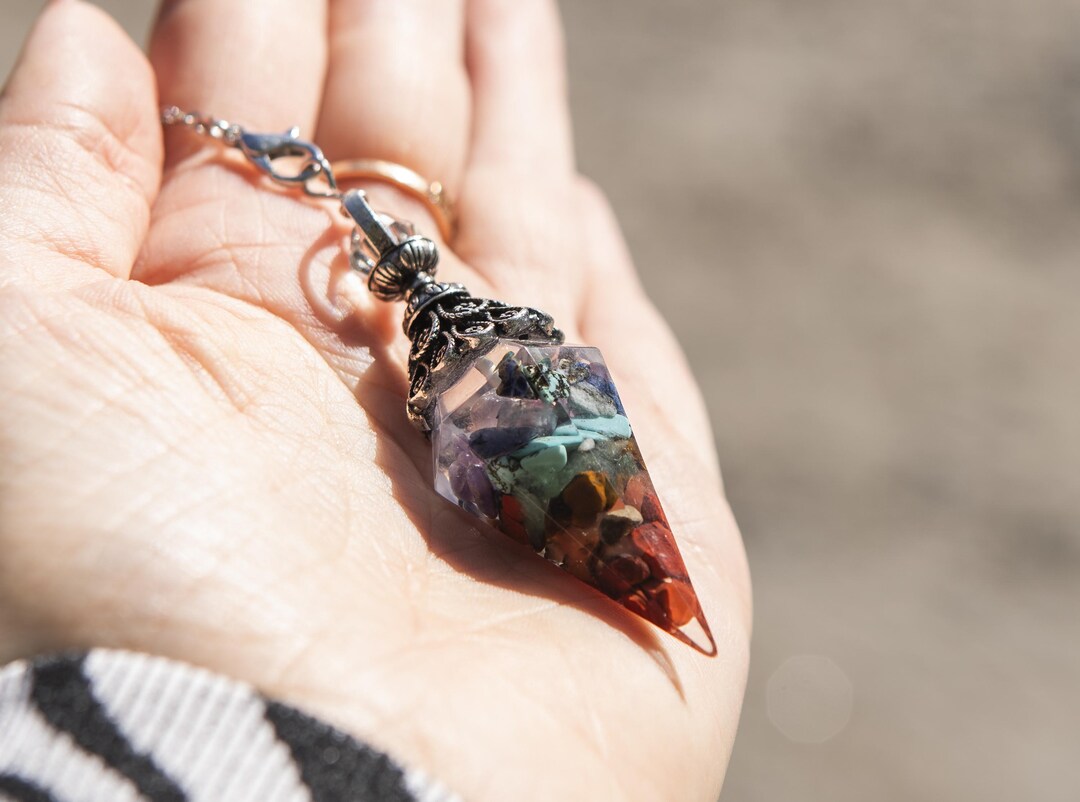 Pendulum Rainbow Stone, Divination Cone Crystal Pendant, Divination ...