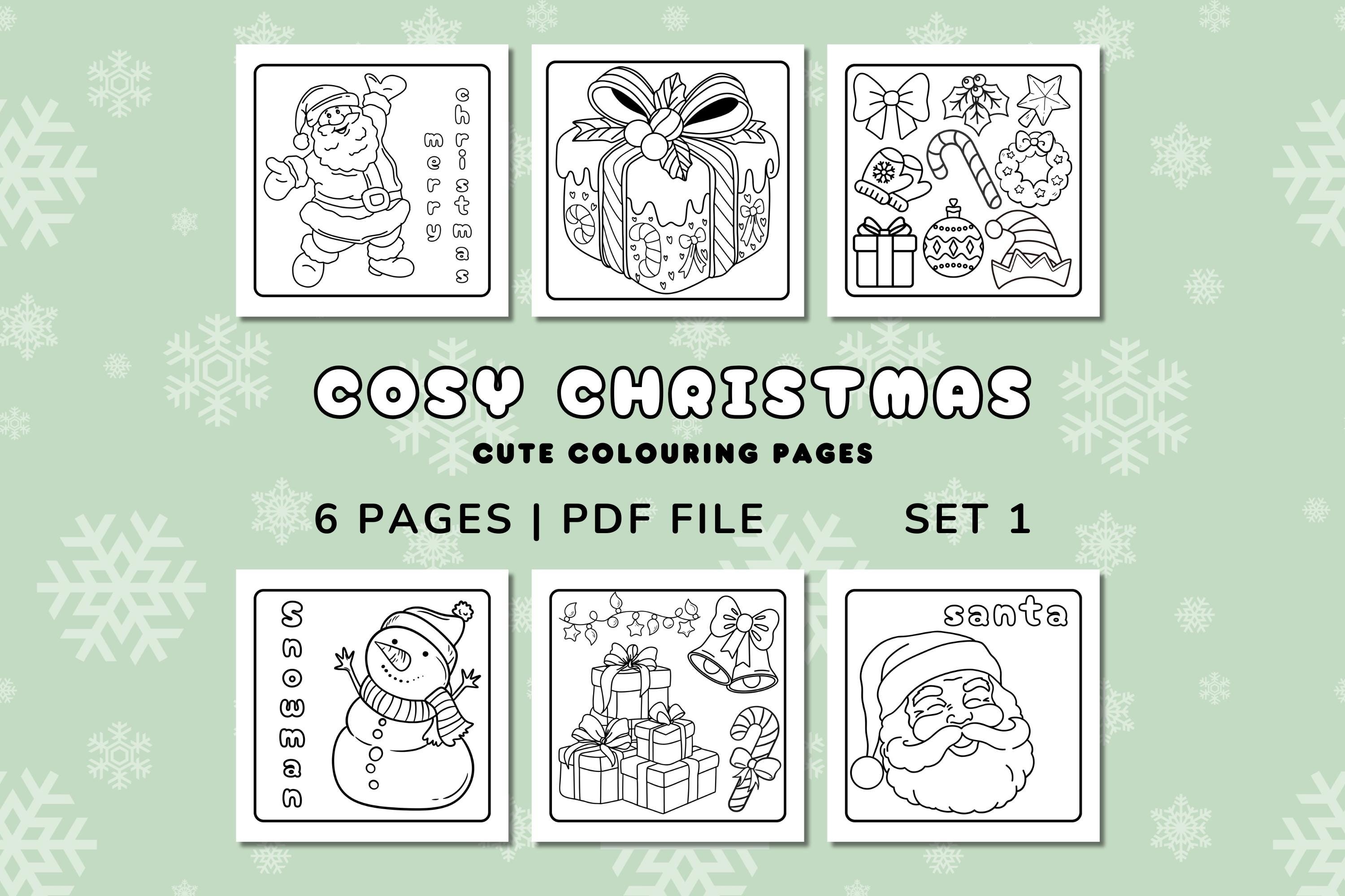 Cosy Christmas Colouring Pages Bold Easy Cute Festive Designs Digital ...