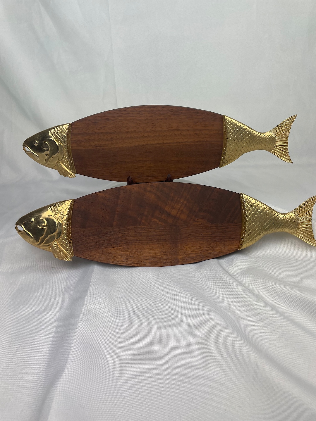 Rare Vtg Ted Arnold Ltd, Gold/wood Fish Platter/art, MCM, Set of 2 - Etsy