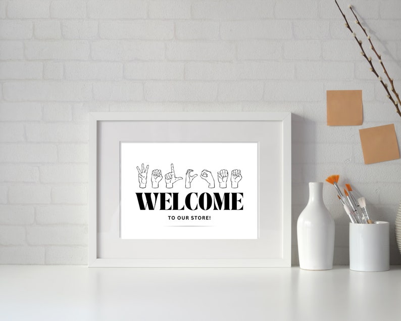 ASL welcome Printable Poster for Shops, Coffee Shops, Business Owners ...